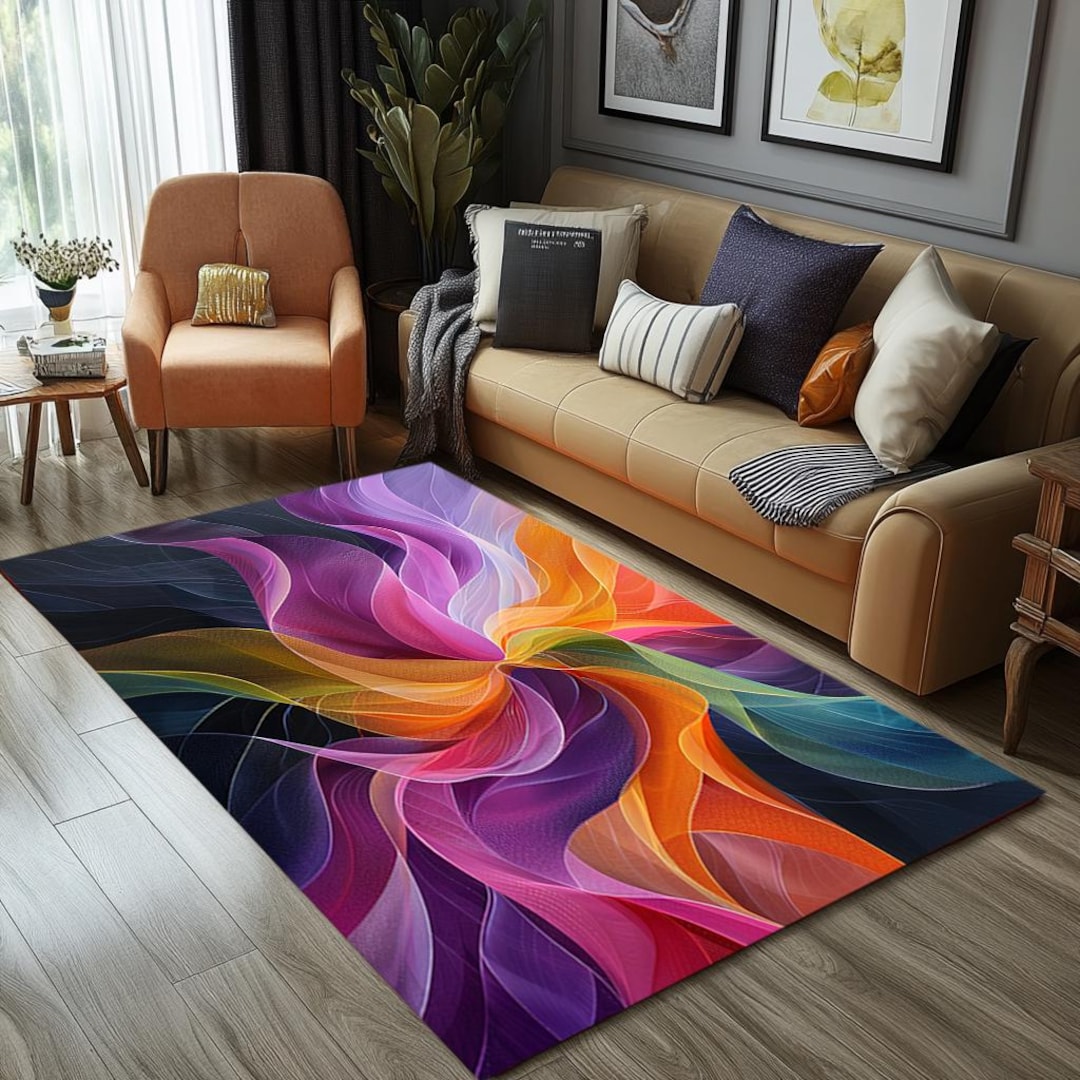 Alfombra de aspecto sedoso, Alfombra multicolor, Alfombra hecha a mano ...