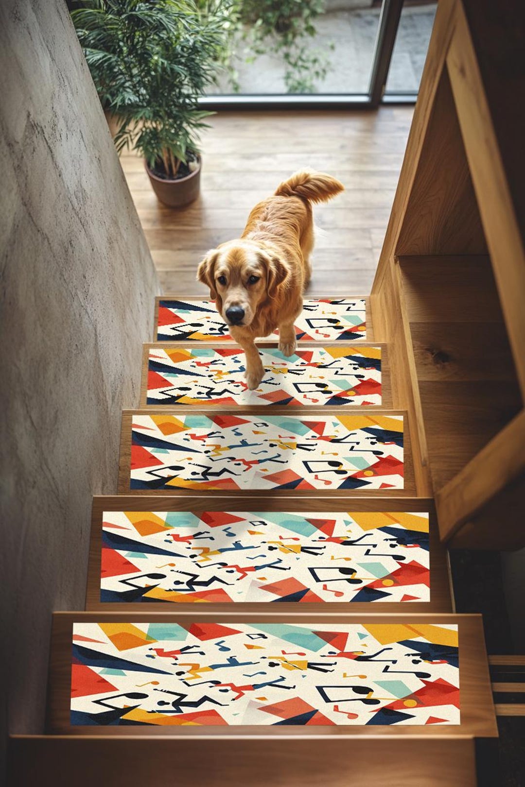 Music Inspired Staircase, People Figures Step Mat, Timeless Stair Rug ...