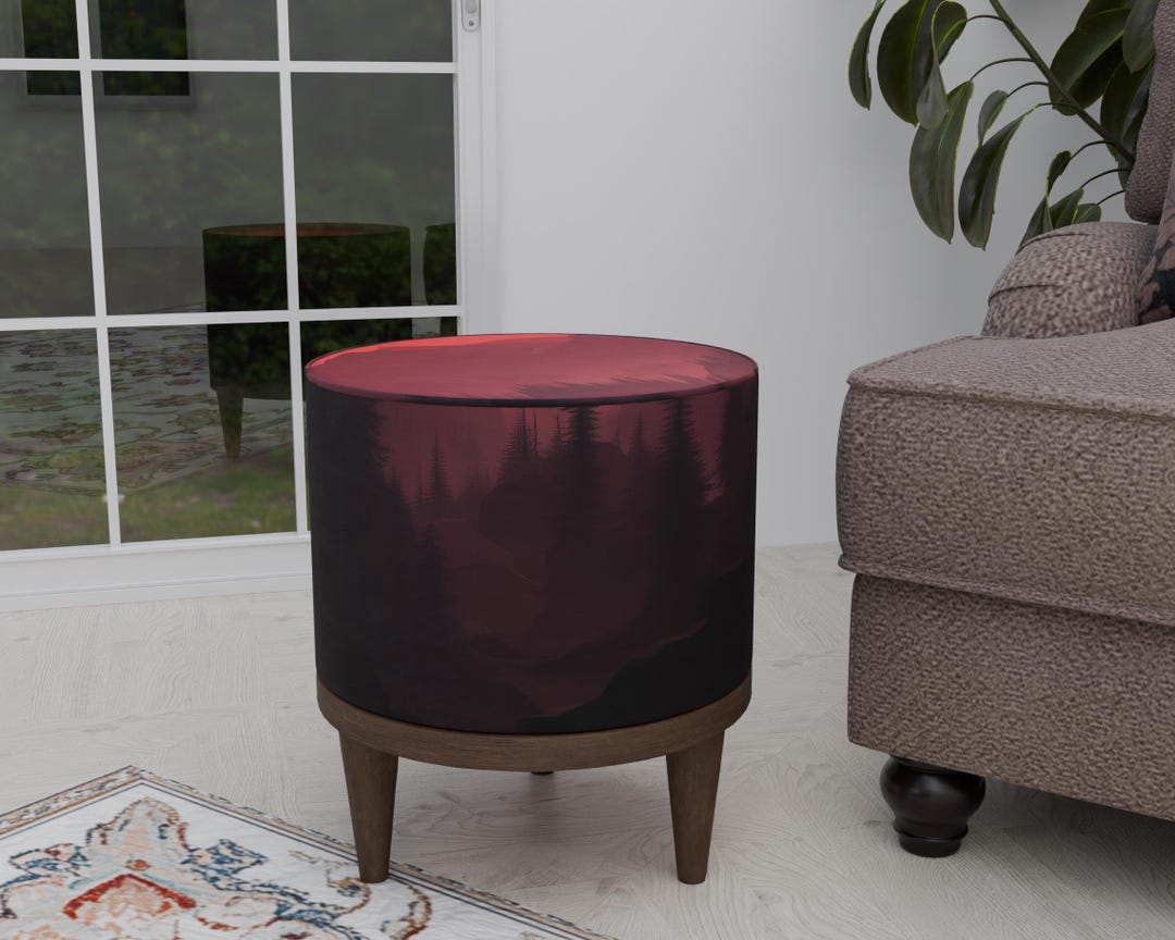Burgundy Footstool, Forest Pattern Bench, Round Kitchen Chair, Ottoman ...