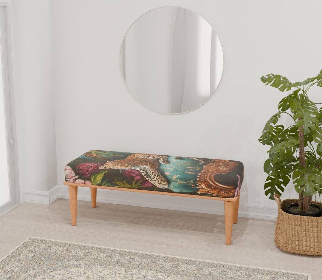 Leopard Print Bench, Foyer Hall Bench, Indoor Bench Seating, Planter ...