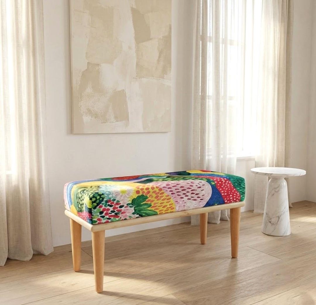 Floral Bench, Ottoman Mid Table, Velvet Bench, Fireplace Bench, Premium ...