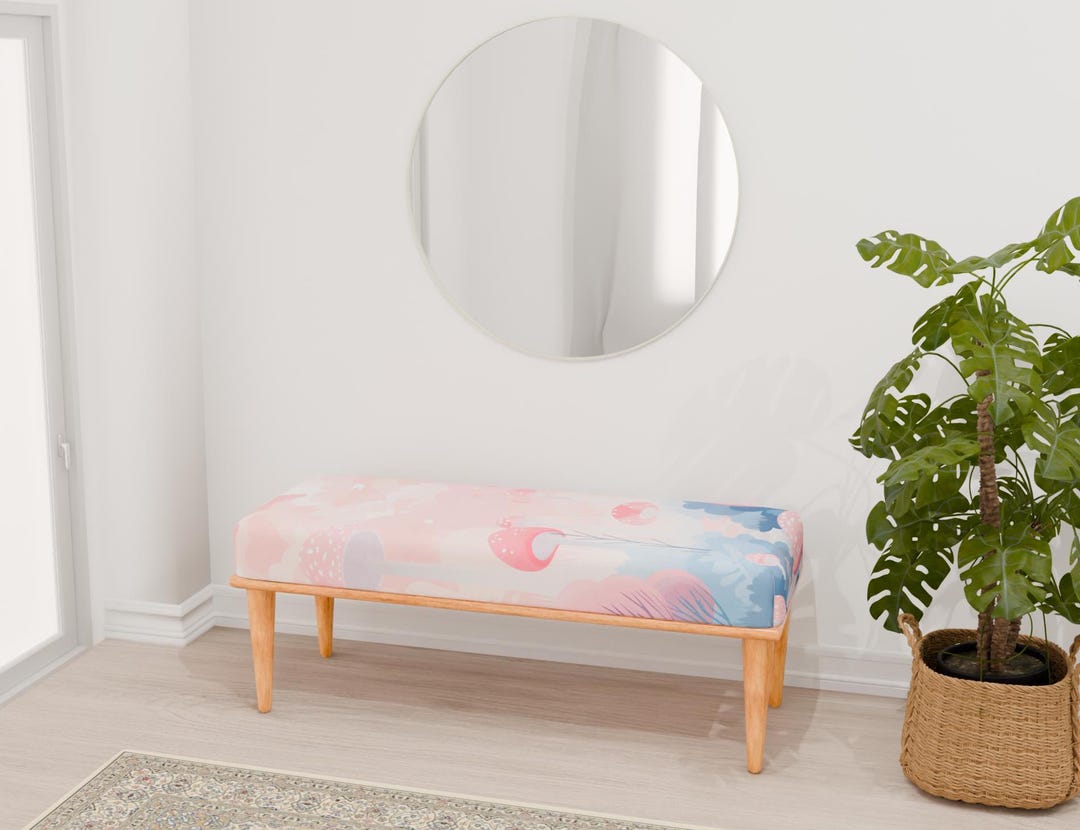 Mushroom Print Bench, Pinky Bench, Pastel at Print, Front Window Bench ...