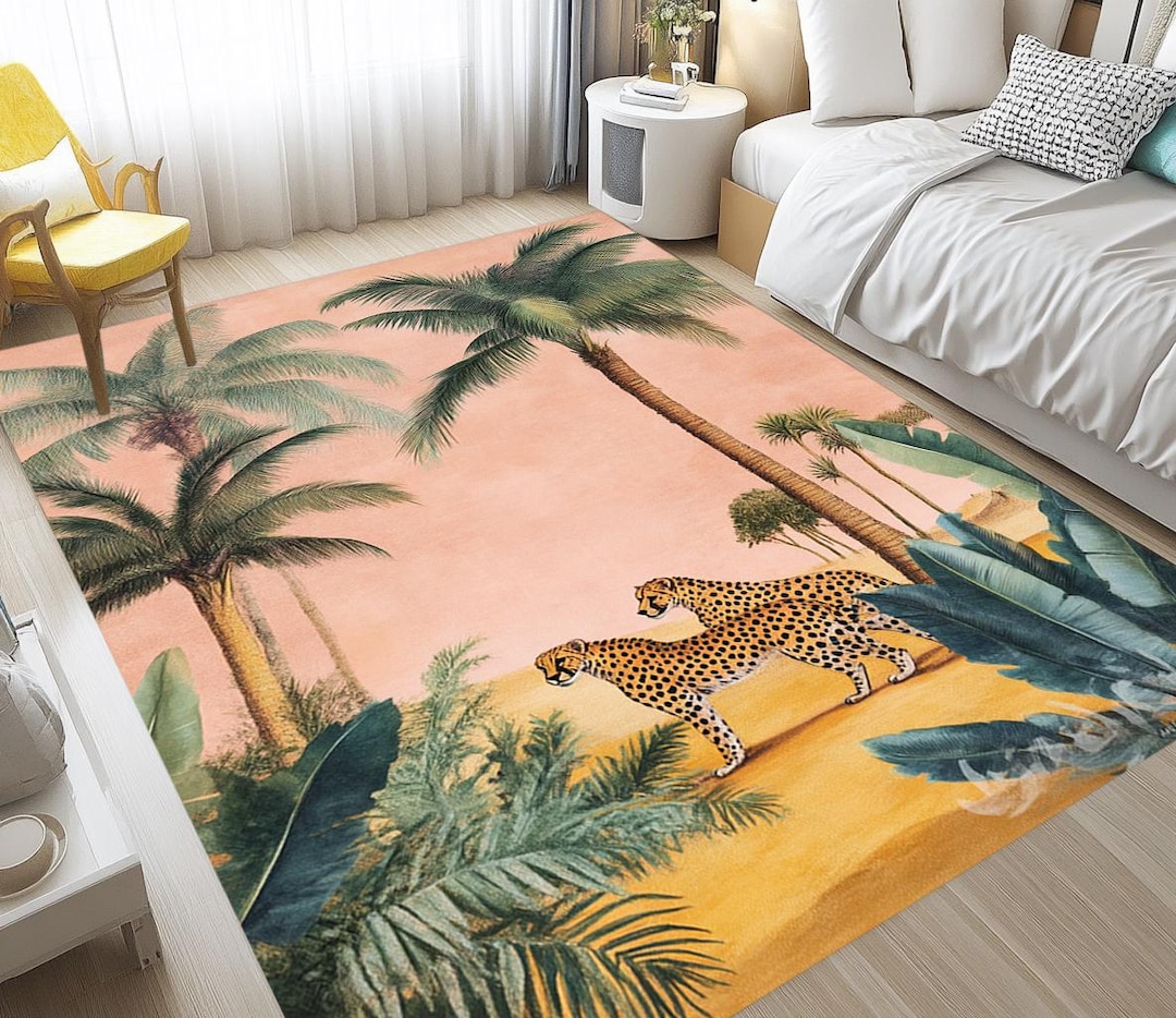 Tropical Rug, Cheetah Print Rug, Nature Inspired Rug, Landing Rug ...