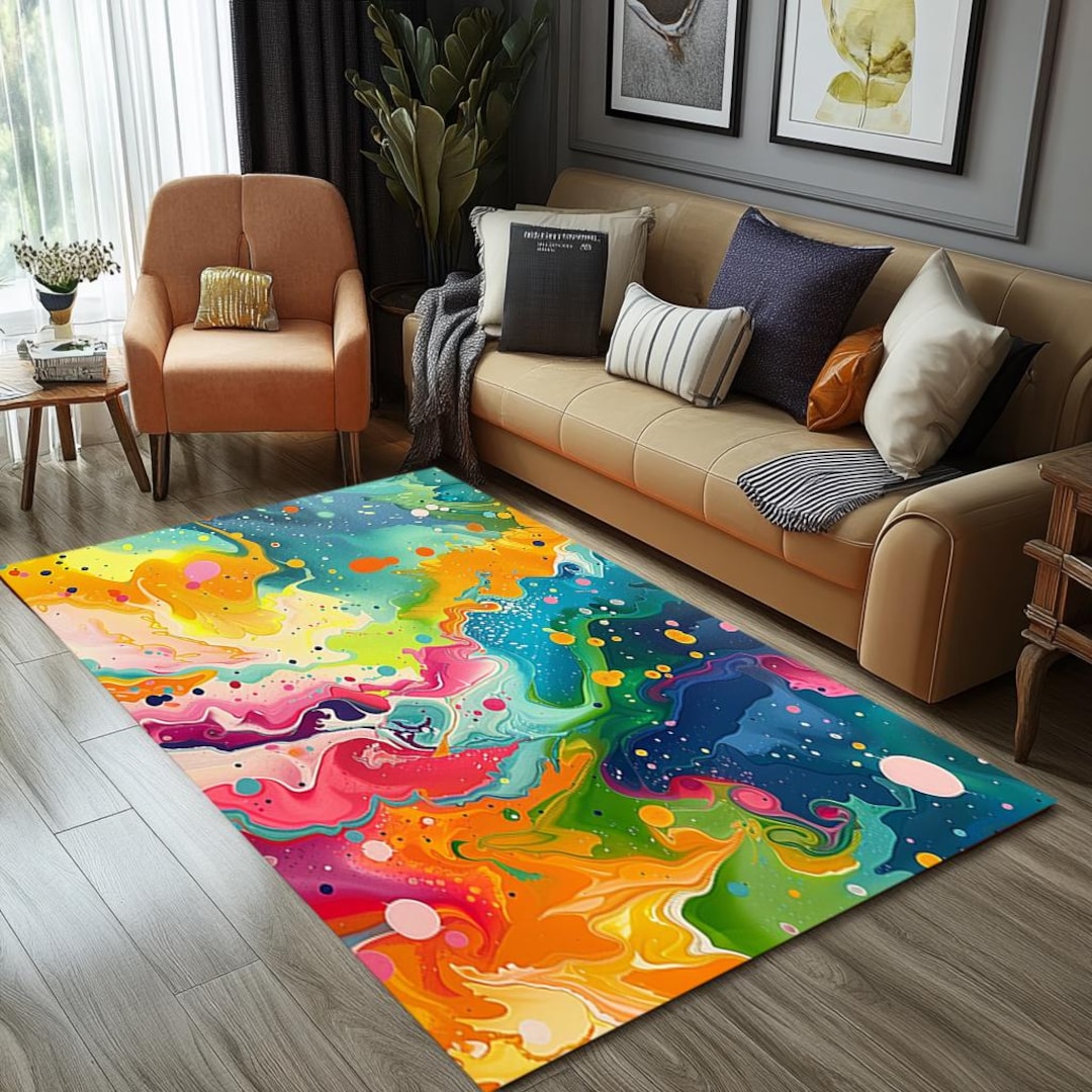 Painting Print Rug, Pop Color Rug, Lovely Rug, Cool Area Rug, Birthday ...