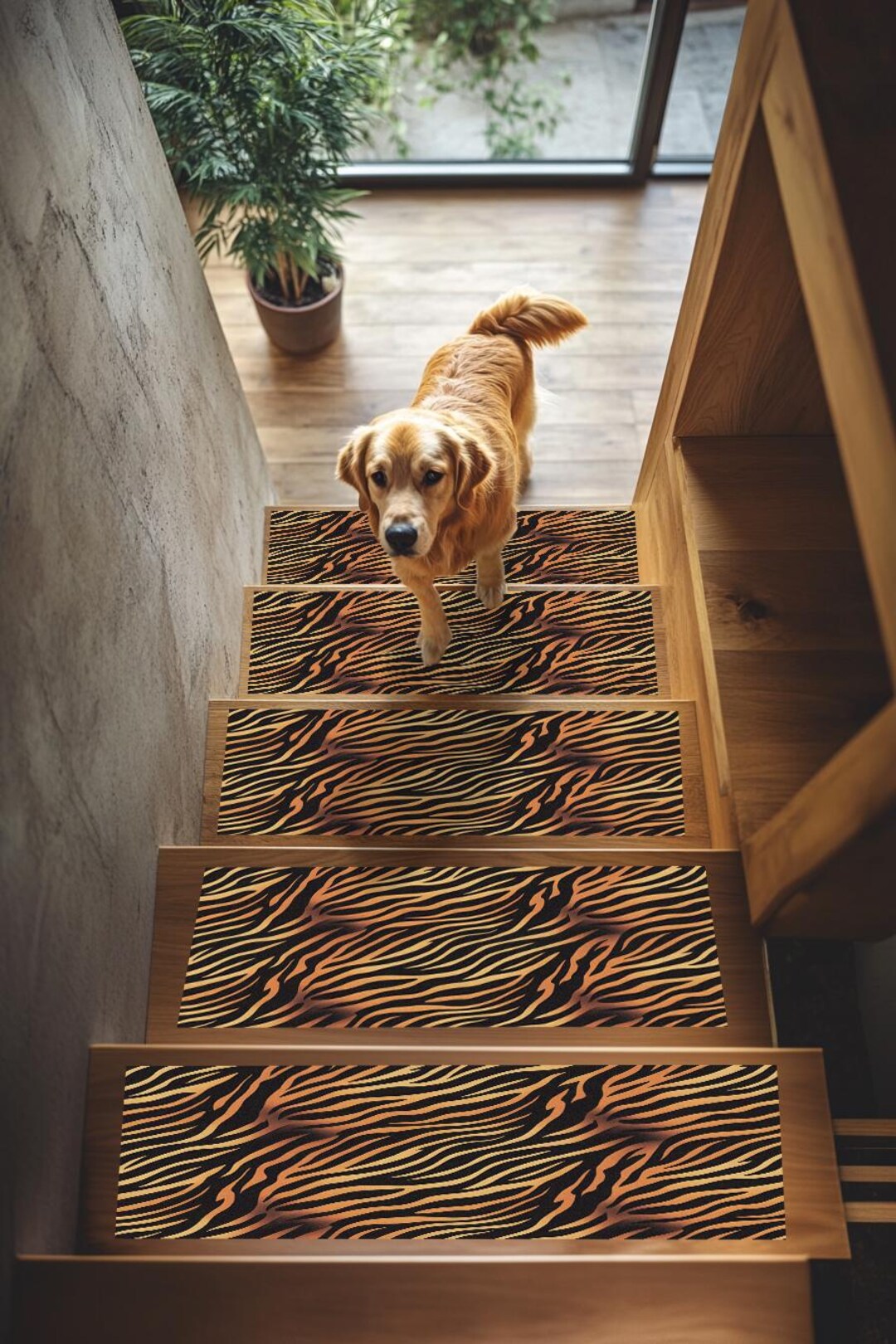 Orange Tiger Stripe Stair Tread | Wild Animal Aesthetic Step, RB-2617 ...