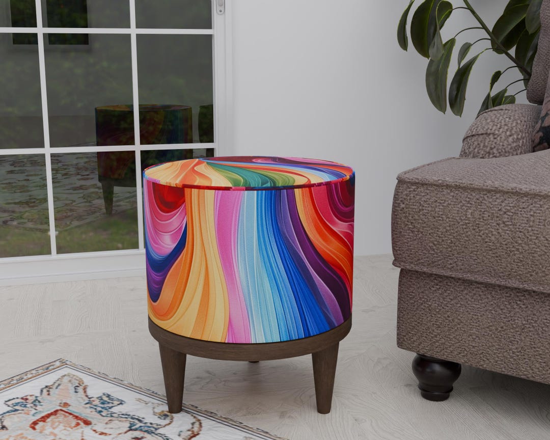 Colorful Round Pouf, Entryway Organizer, Round End Table, Modern Dining ...
