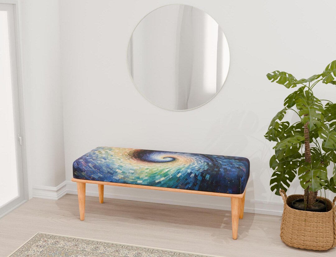 Pixel Vortex Bench, Blue Bench, Illusion Bench, Upholstered Bench ...