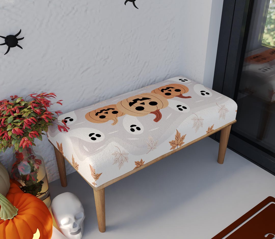 Pumpkin Seating, Halloween Bench, Front Door Pouf, Decorative Bench ...