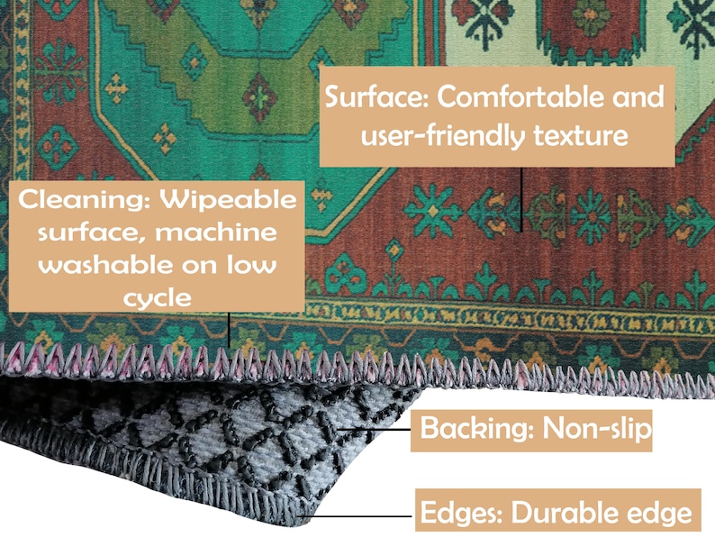 Green and Rust Red Area Rug Features Tribal Medallion Pattern, RB-2251 ...