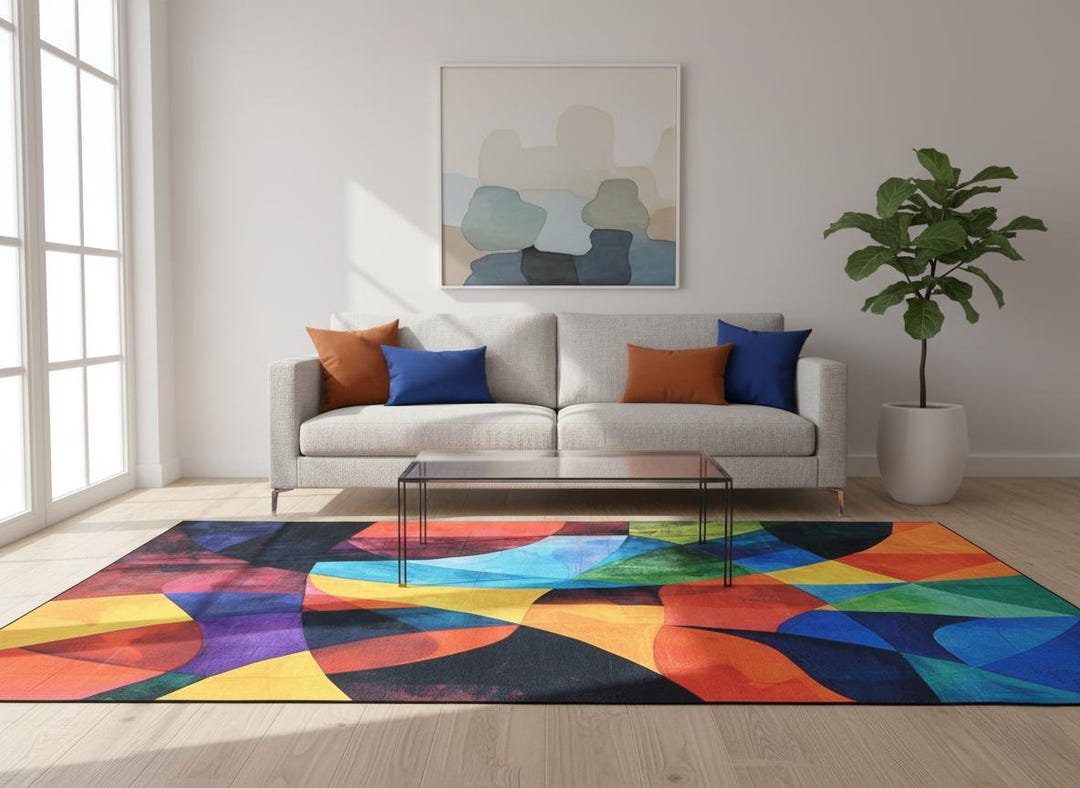 Green Orange Rug, Rug for Living Room, Bohemian Rug, Rug for Bedroom ...