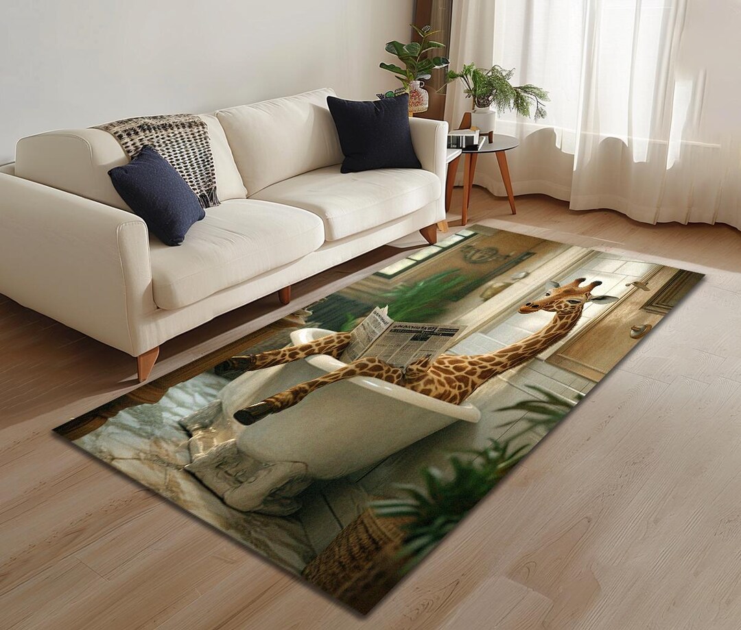 Giraffe Print Rug, Bathroom Rug, Elegant Design Rug, Short Pile Rug ...