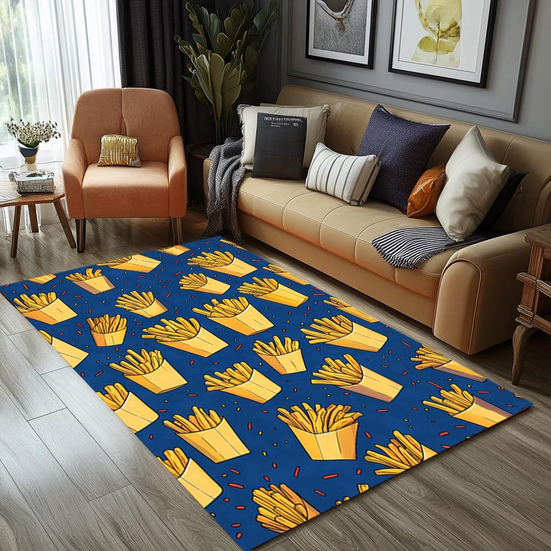 Food Themed Rug, Kitchen Rug, Dining Area Rug, Potatoes Printed Rug ...