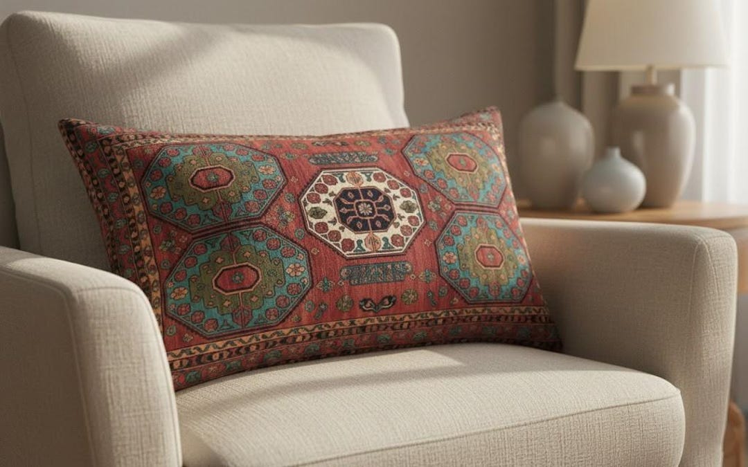 Rust Red Turkish Kilim Pattern Pillow Cover, Double Sided Washable ...