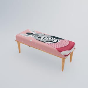 Zebra Print Bench, Pinky Bench, Girl Room Bench, Gift for Her, Ottoman ...