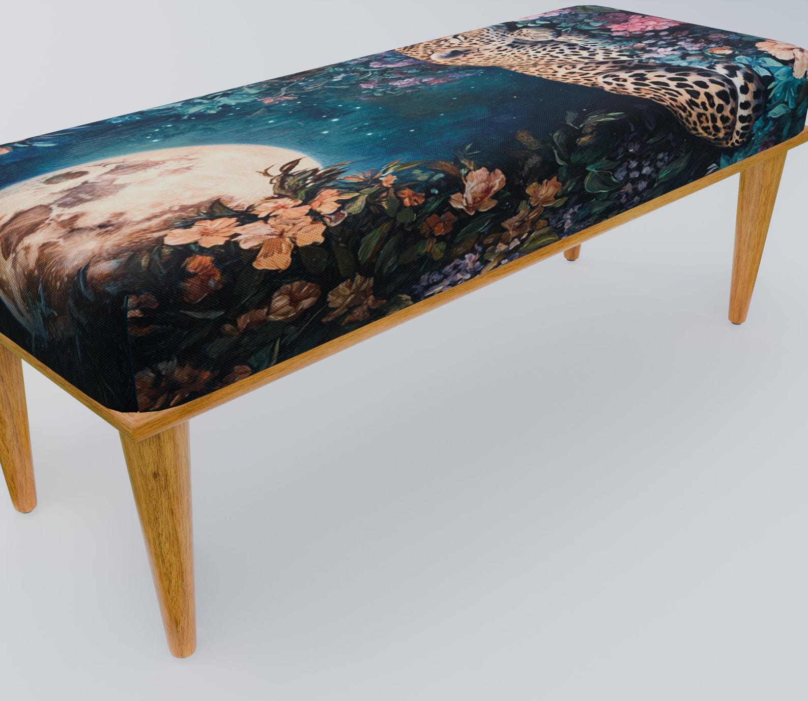 Leopard Print Bench, Navy Blue Bench, Night Theme Bench, Moon View ...