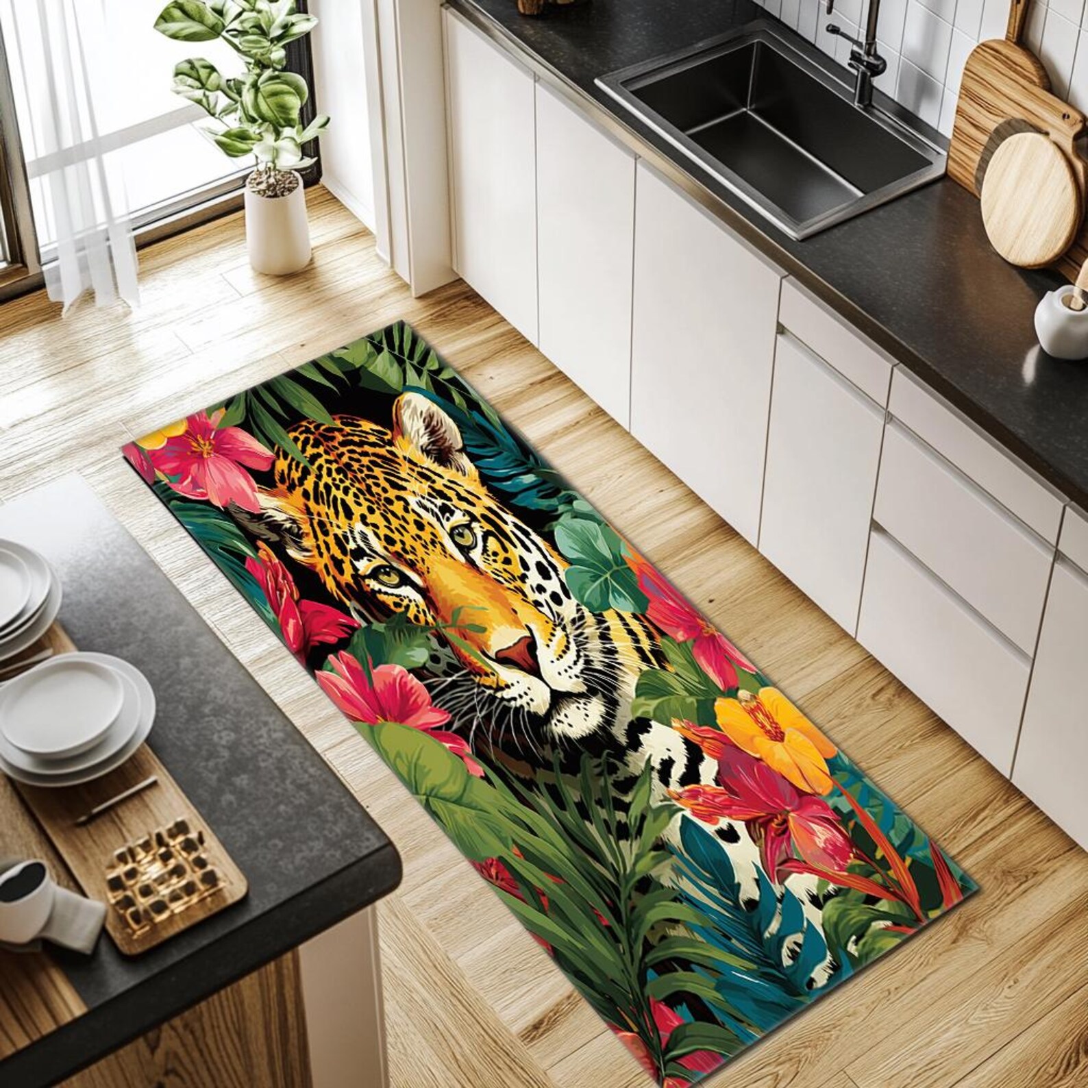 Leopard Rug, Animal Print Rug, Farmhouse Rug, Anti Slip Runner Rug ...