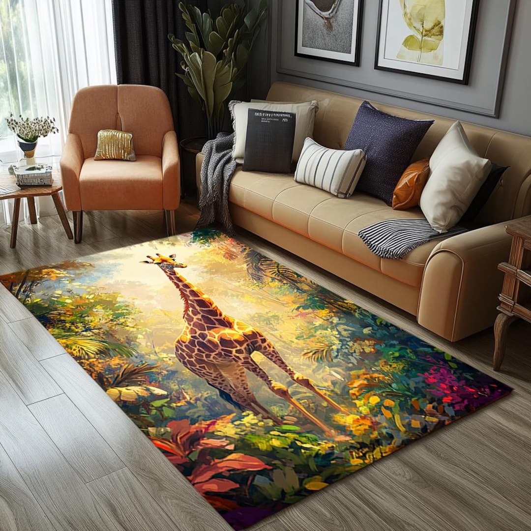 Animal Print Rug, Giraffe Pattern Rug, Living Room Rug, Rug for ...