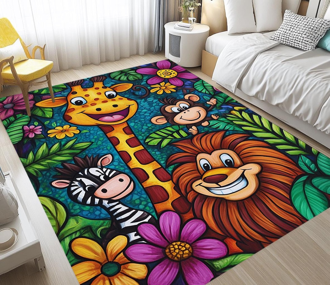 Jungle Inspired Rug, Wild Animal Print Rug, Vanity Rug, Nomadic Rug ...