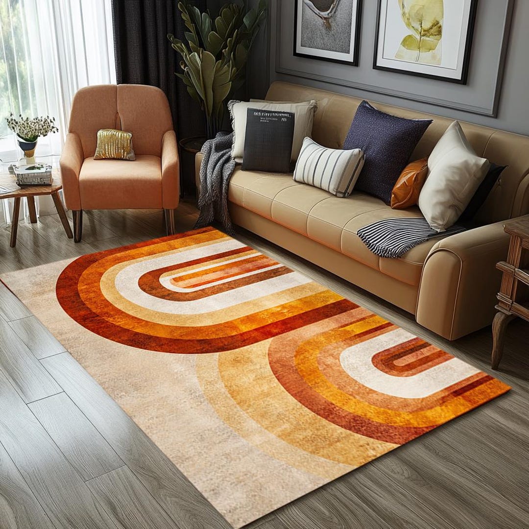 Artwork Rug, Daily Use Rug, Thin Runner Rug, Retro Print Rug, Laundry ...