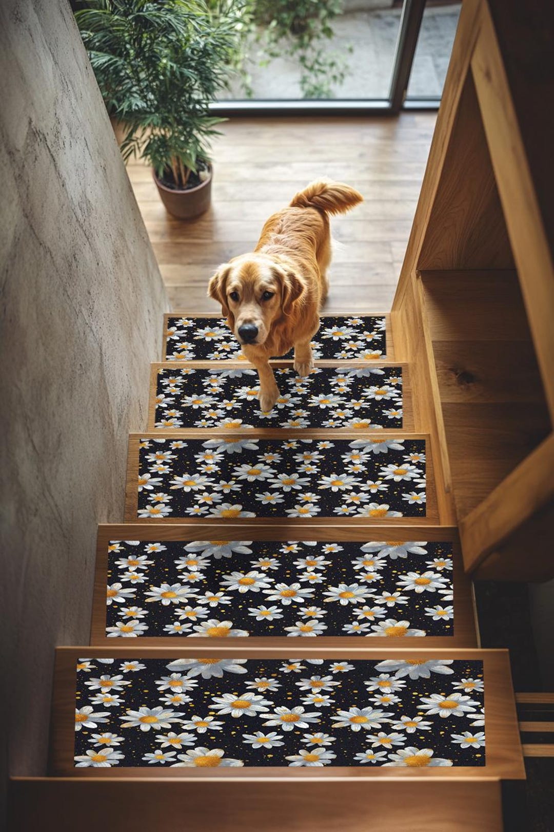 Daisy Printed Staircase, Turkish Step Mat, Stair Treads Cover ...