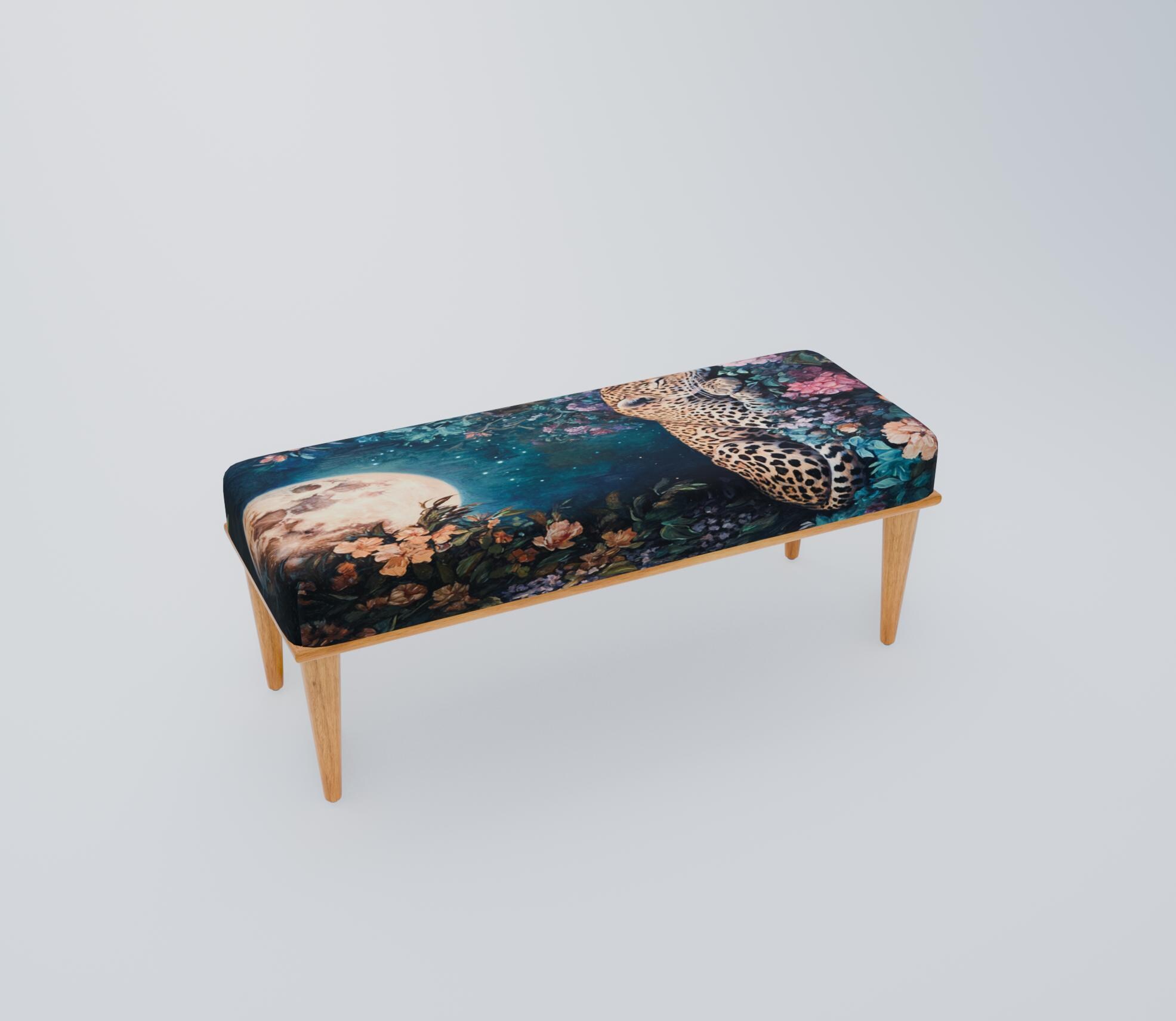 Leopard Print Bench, Navy Blue Bench, Night Theme Bench, Moon View ...