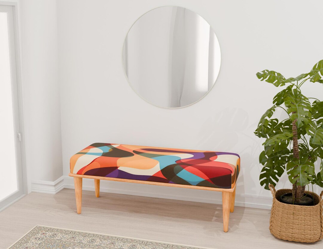 Colorful Bench, Farmhouse Bench, Dining Table Bench, Ottoman Chic Bench ...