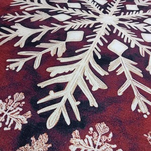 Snowflake Print Rug, Red Round Rug, Lovely Home Decoration, Stain ...