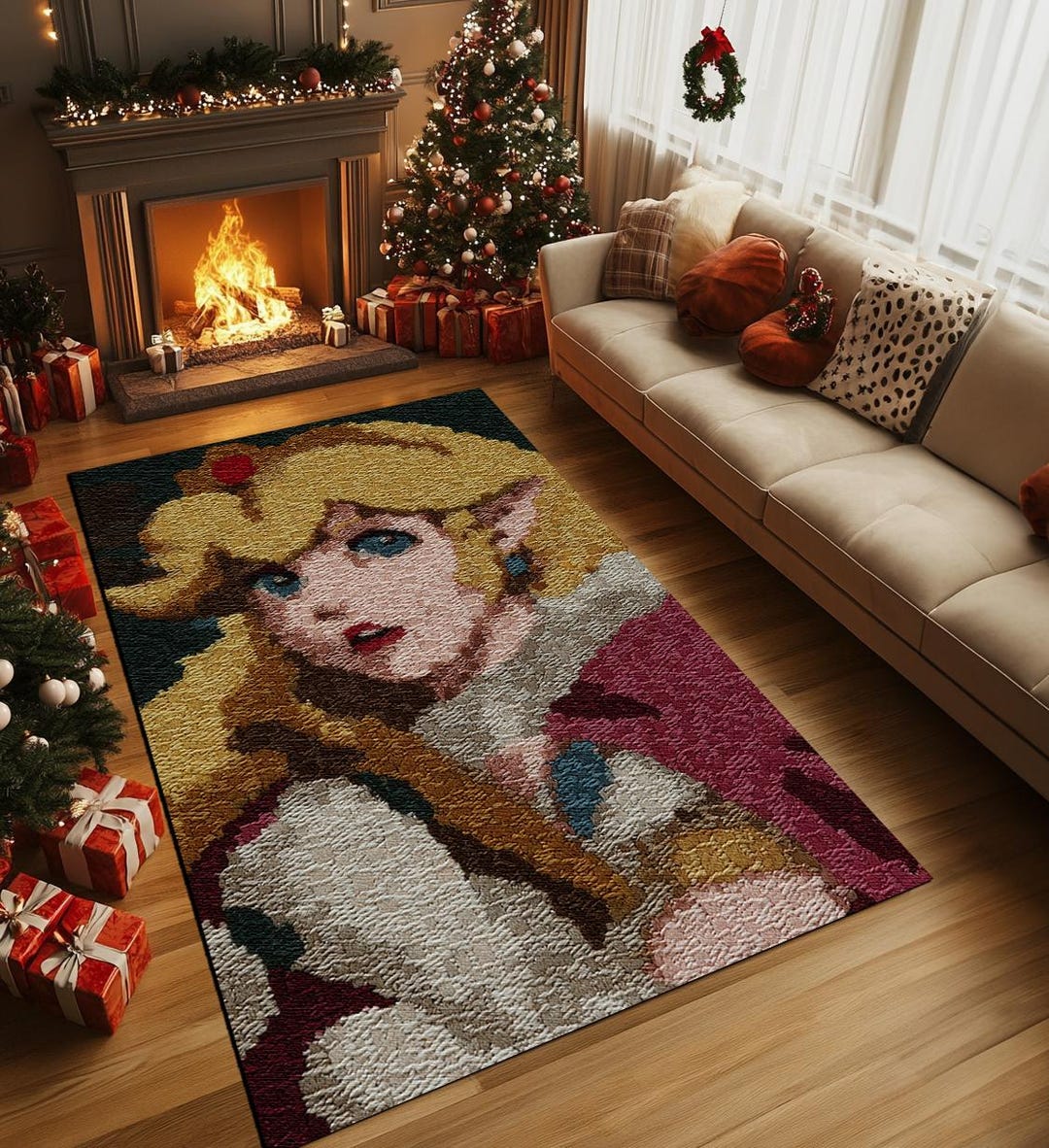 Princess Print Rug, Girl Room Rug, Handmade Rug, Bedside Rug, Anti Slip ...