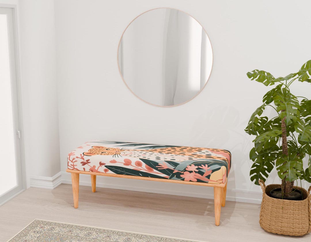 Leopard Print Bench, Botanical Bench, Picnic Seating, Entryway ...