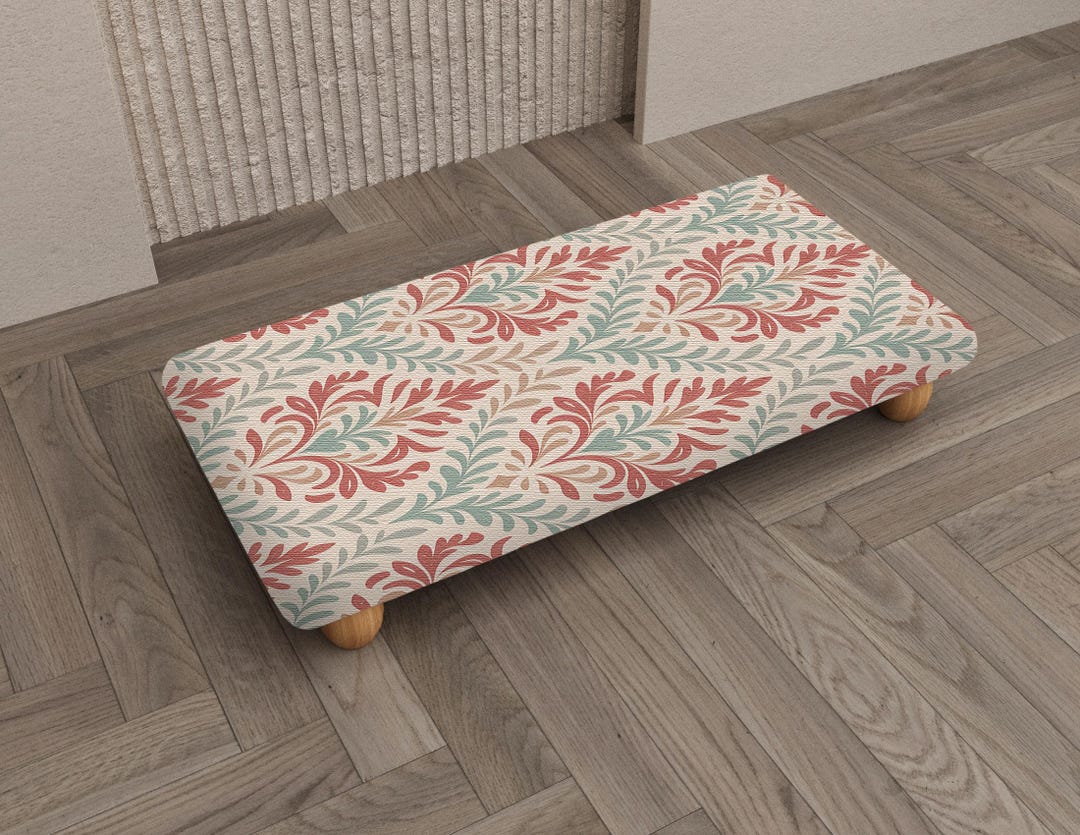 Red Blue Leaf Patterned Wood Riser | Stand With Interlocking Pattern ...