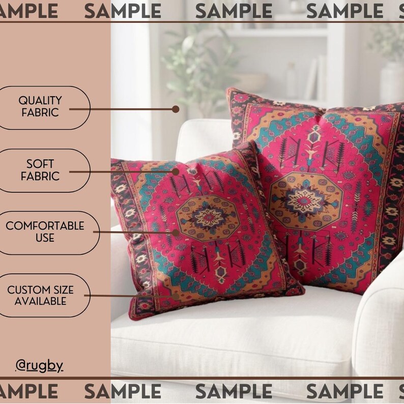 Red and Green Turkish Kilim Lumbar Pillow Cover, Double Sided Ethnic ...