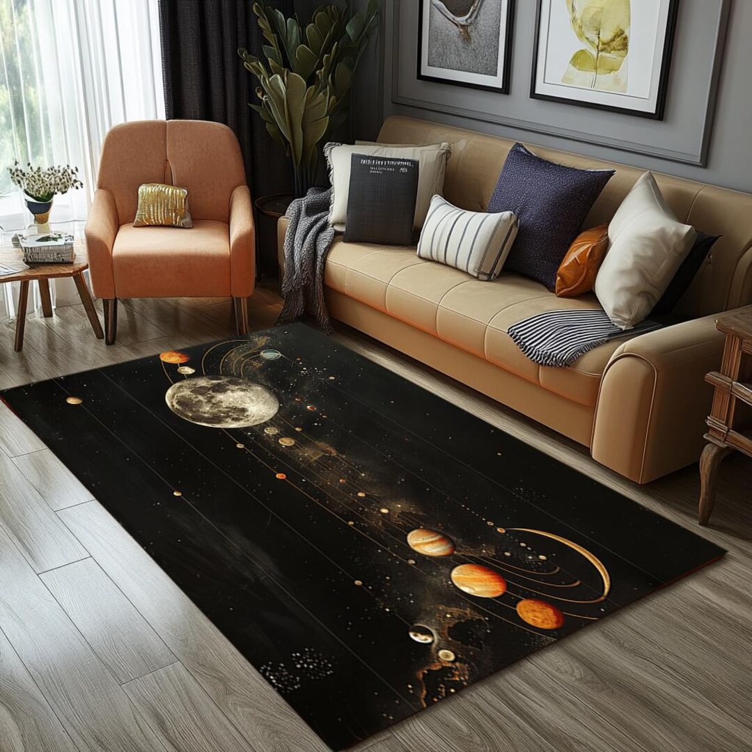 Celestial Rug, Planets Pattern Rug, Movie Room Rug, Artistic Rug ...