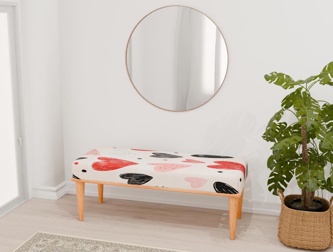 Heart Print Bench, Bench for Couples, Valentine's Day Gift, Lovely ...