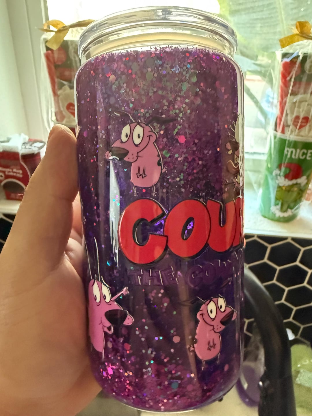 Courage the Cowardly Dog Glitter Juice Glass Cup - Etsy