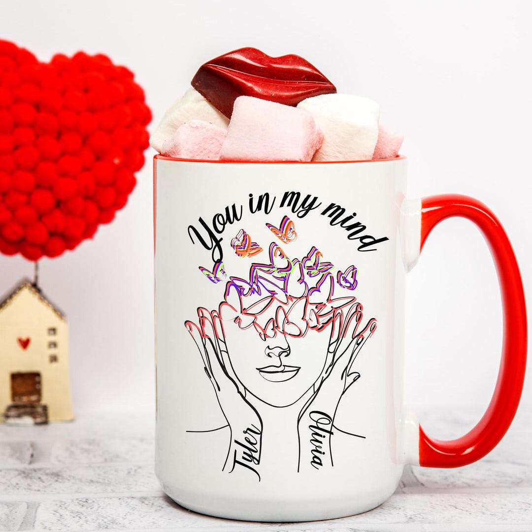Personalized Cute Valentines Day Cup, Romantic Butterfly Woman Coffee ...