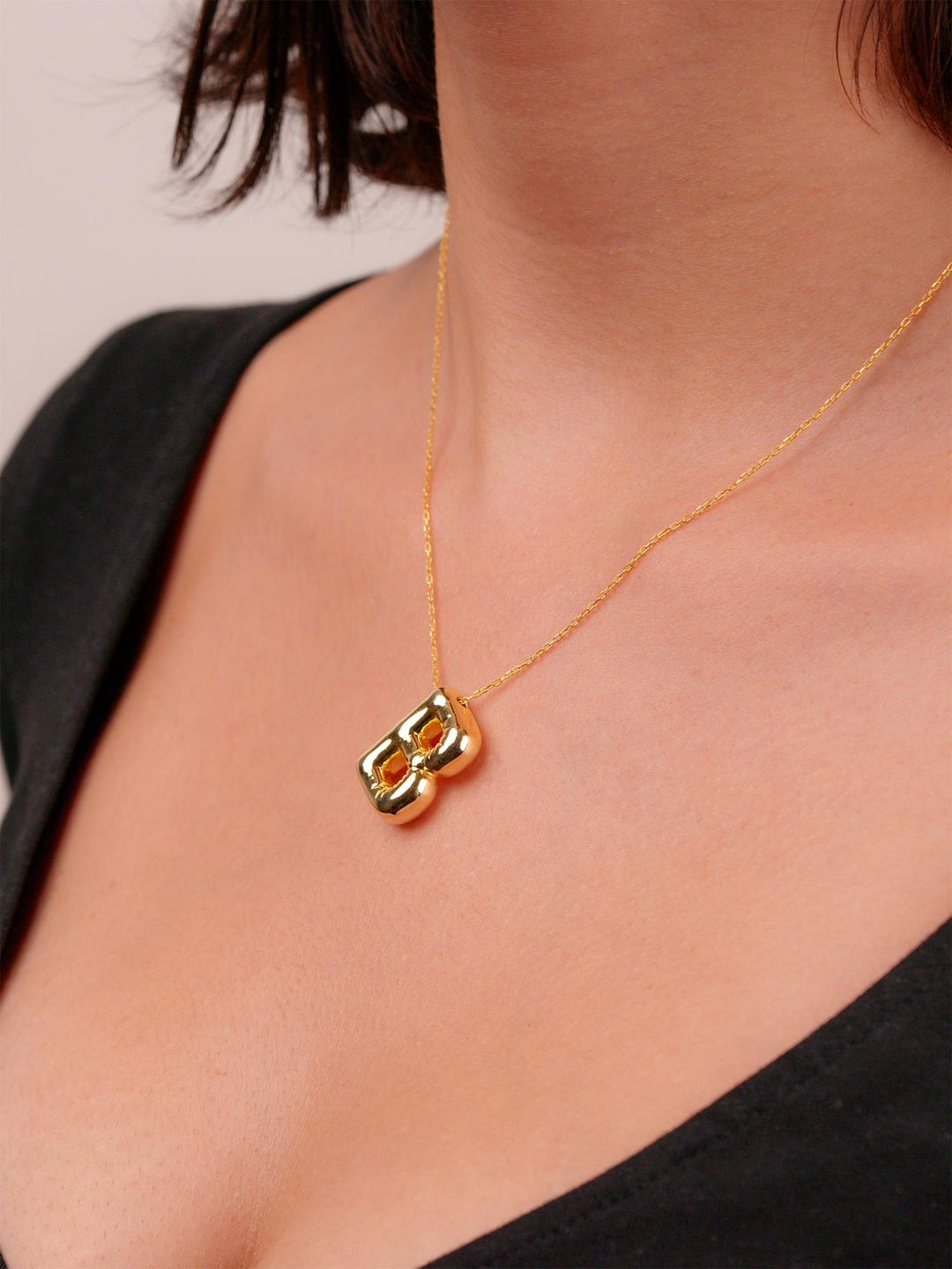 Custom Gold Letter Necklace 3D Alphabet Pendant Jewelry With Adjustable ...