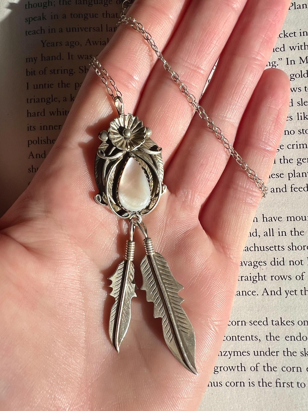 Vintage Jimmie Patterson Navajo Mother of Pearl Teardrop Sterling ...