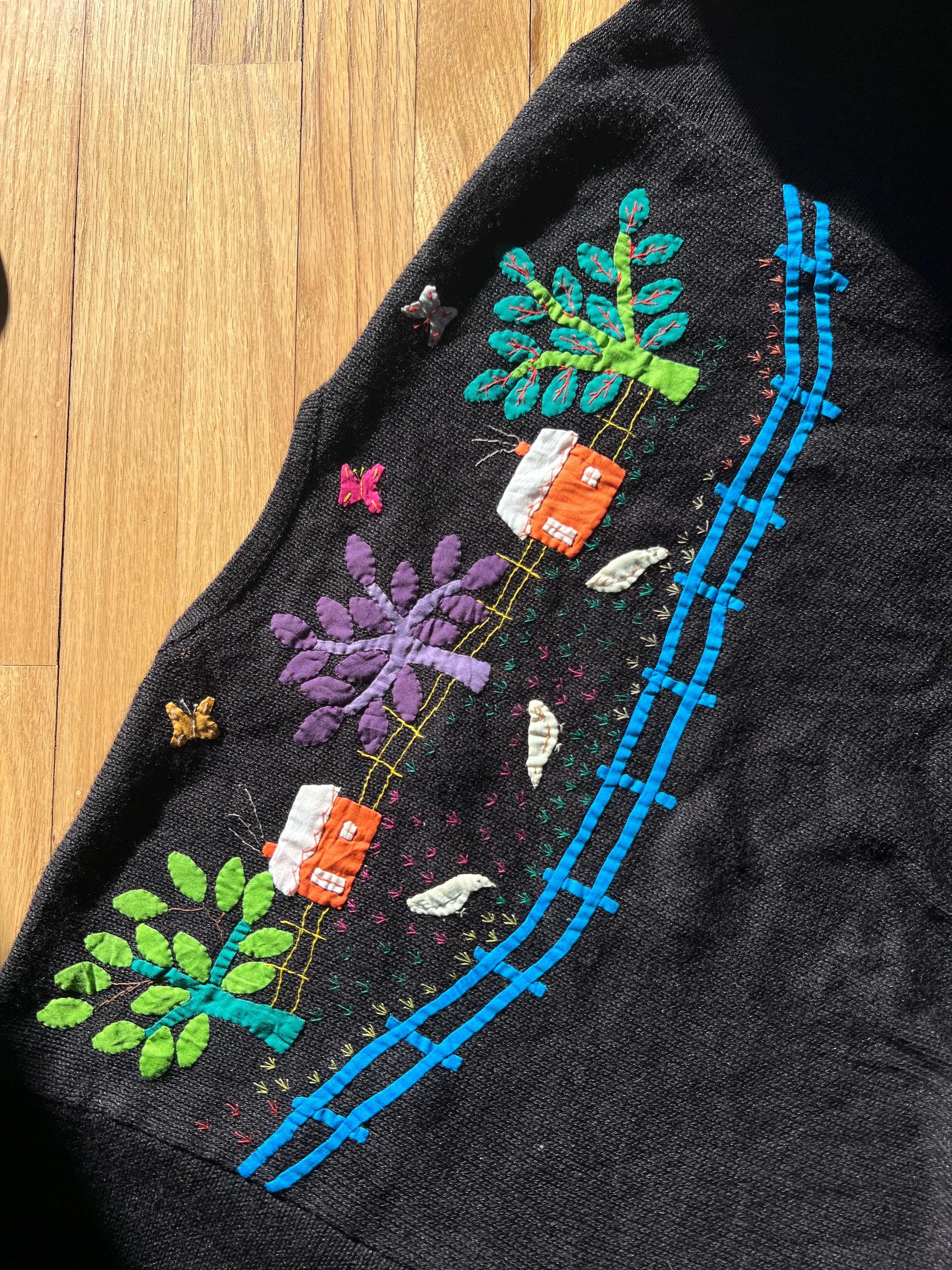 RARE Vintage 50s OOAK Handmade Embroidered Folk Art Cottagecore Sweater ...
