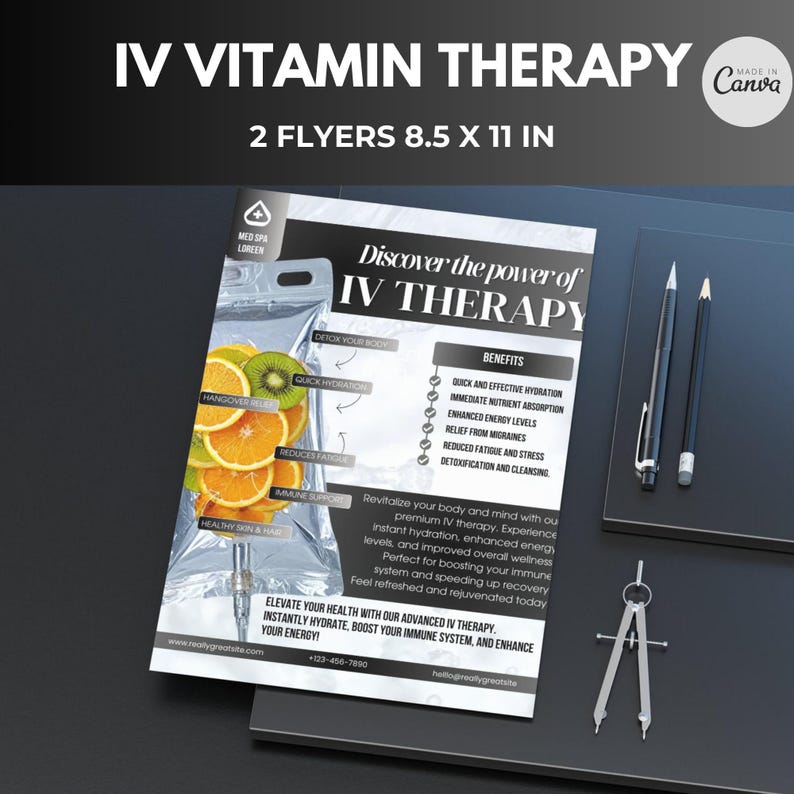 IV Vitamin Therapy Flyer Canva Template, IV Therapy Flyers, Iv Drip ...