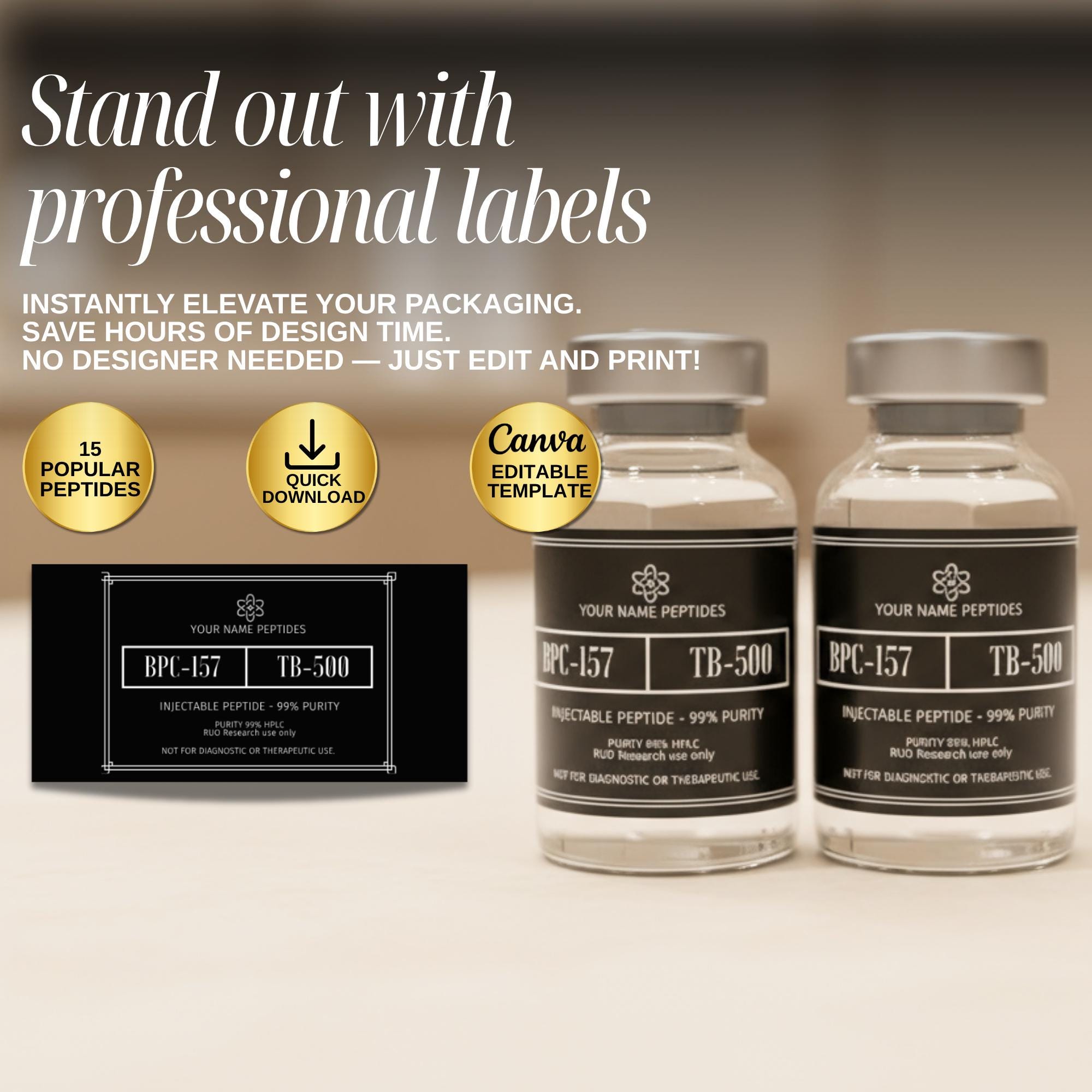 Peptide Label Template, Printable Label, Peptide Therapy Canva Template ...