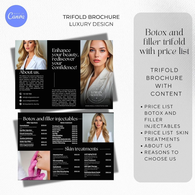 Botox and Filler Trifold Brochure, Minimalist Trifold Brochure ...