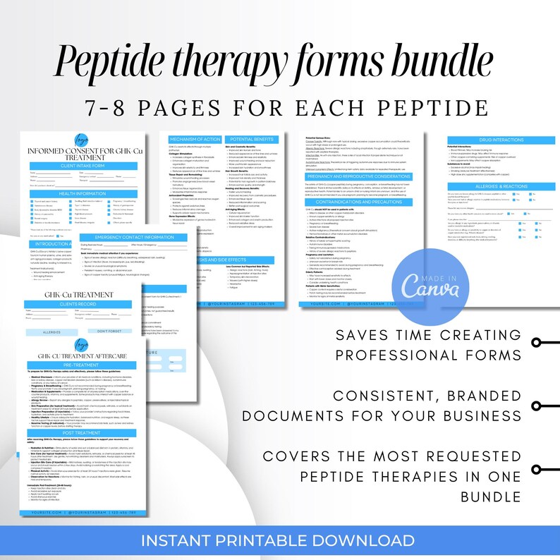 Peptide Consent Forms Bundle, Peptide Therapy Canva Patient Education ...