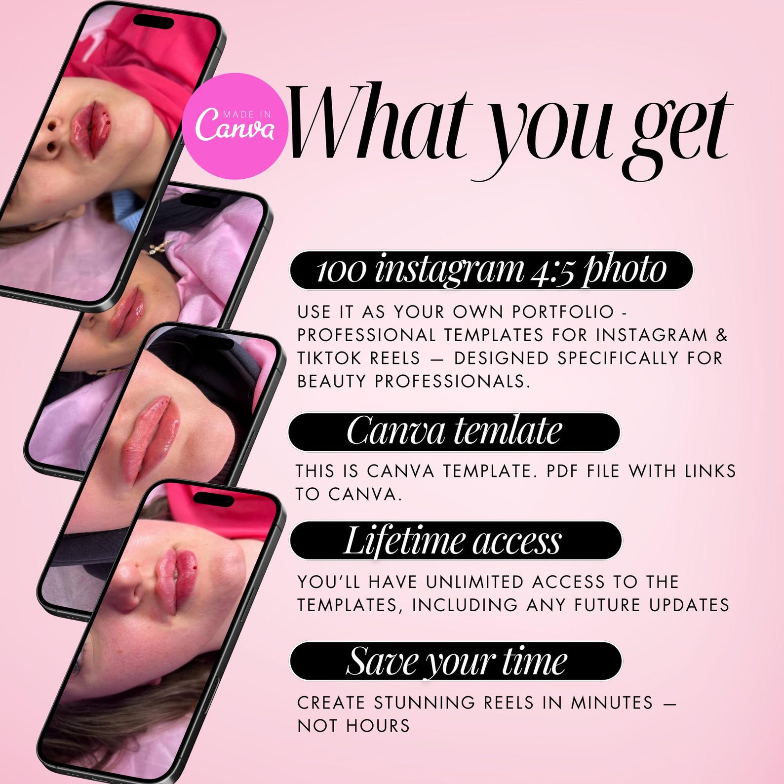 100 Lip Filler Instagram Post | Lip Injection Photo | Skincare Post | Lip Filler Canva Template ...