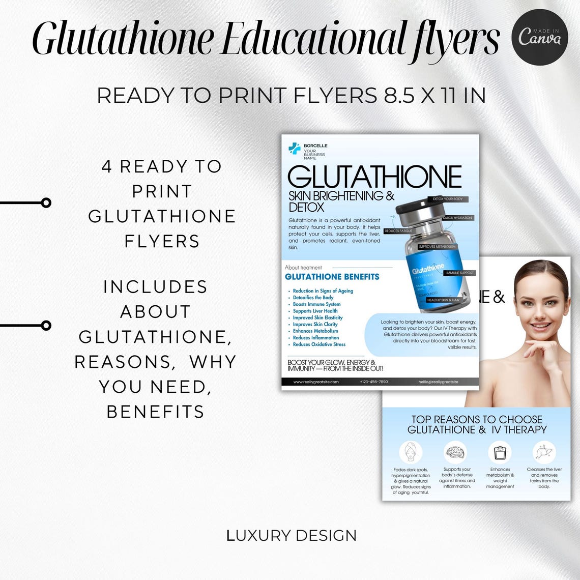 Glutathione Flyer IV Therapy Flyer, Glutathione Injection IV Drip Flyer ...