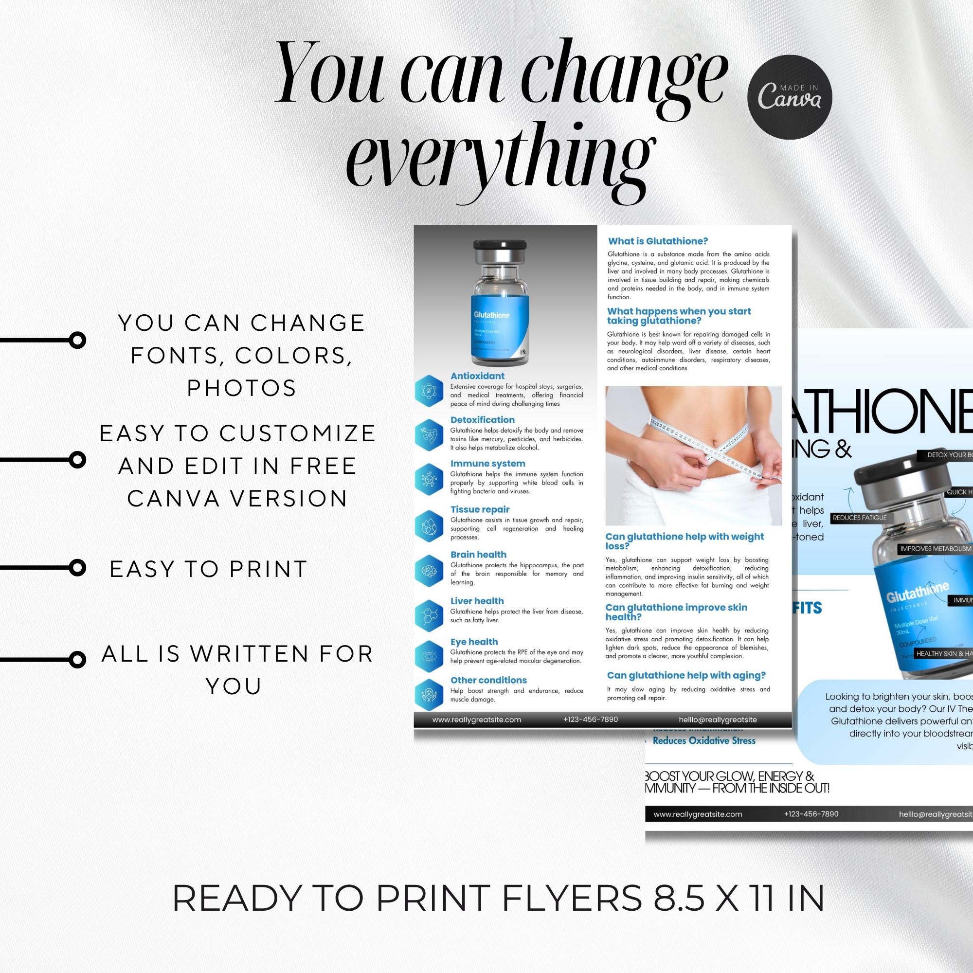 Glutathione Flyer IV Therapy Flyer, Glutathione Injection IV Drip Flyer ...
