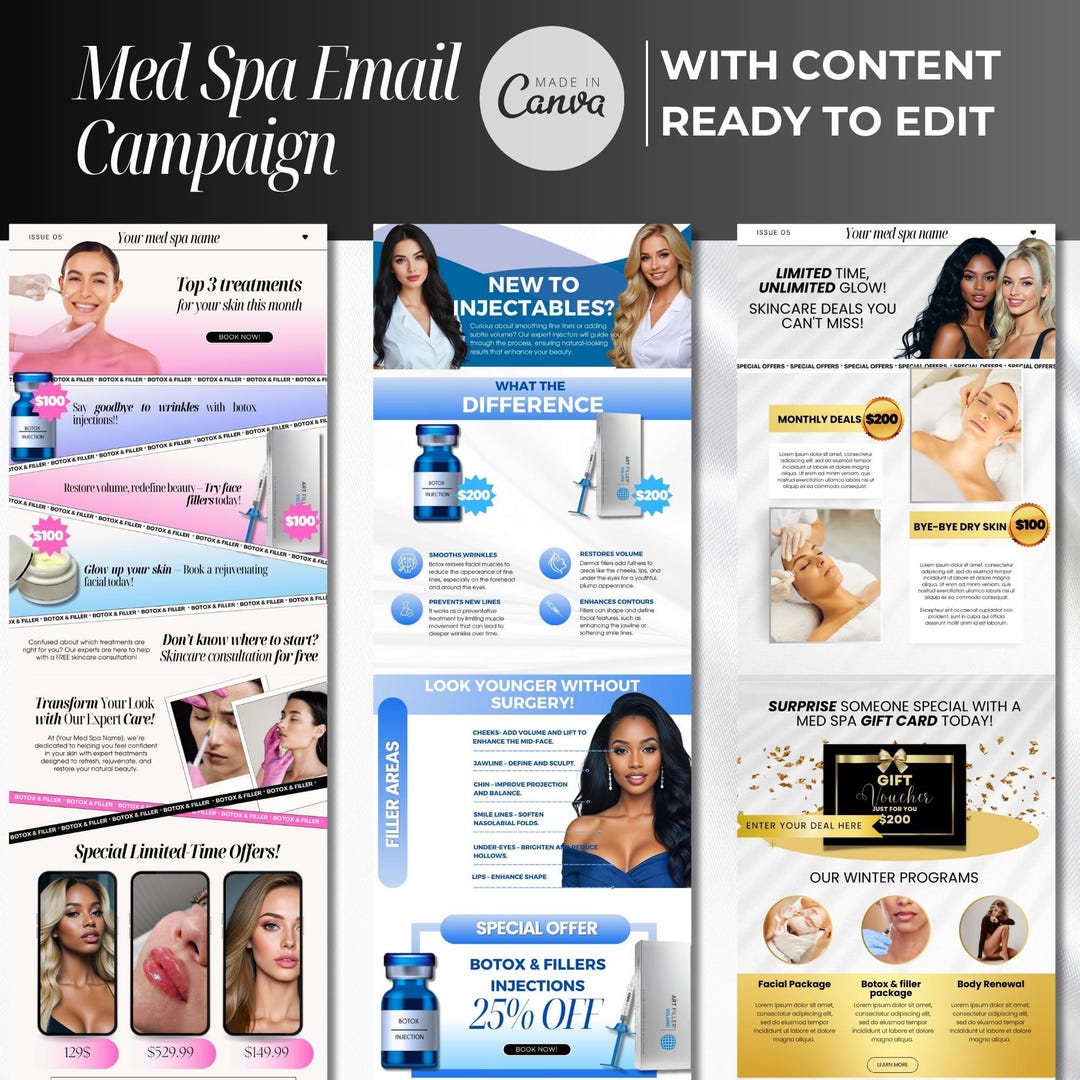 Med Spa Email Campaign Template, Med Spa Newsletter Canva | Botox Lip ...