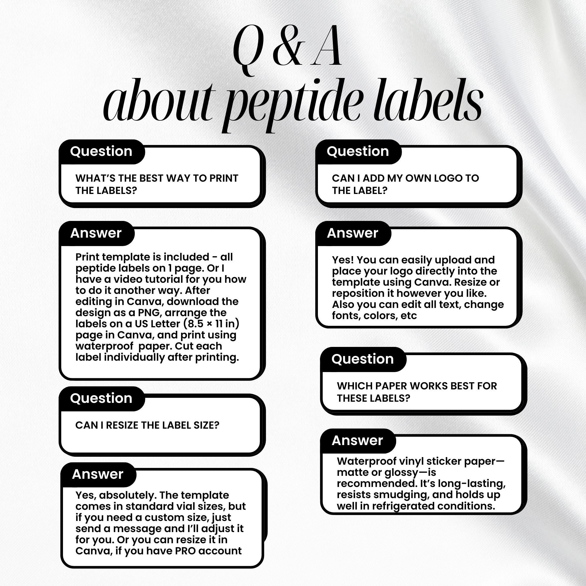 Peptide Label Template, Printable Label, Peptide Therapy Canva Template ...
