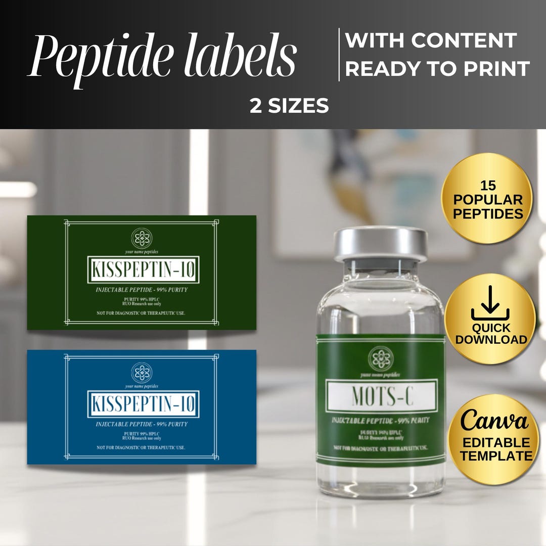 Peptide Label Template, Printable Label, Peptide Therapy Canva Template ...