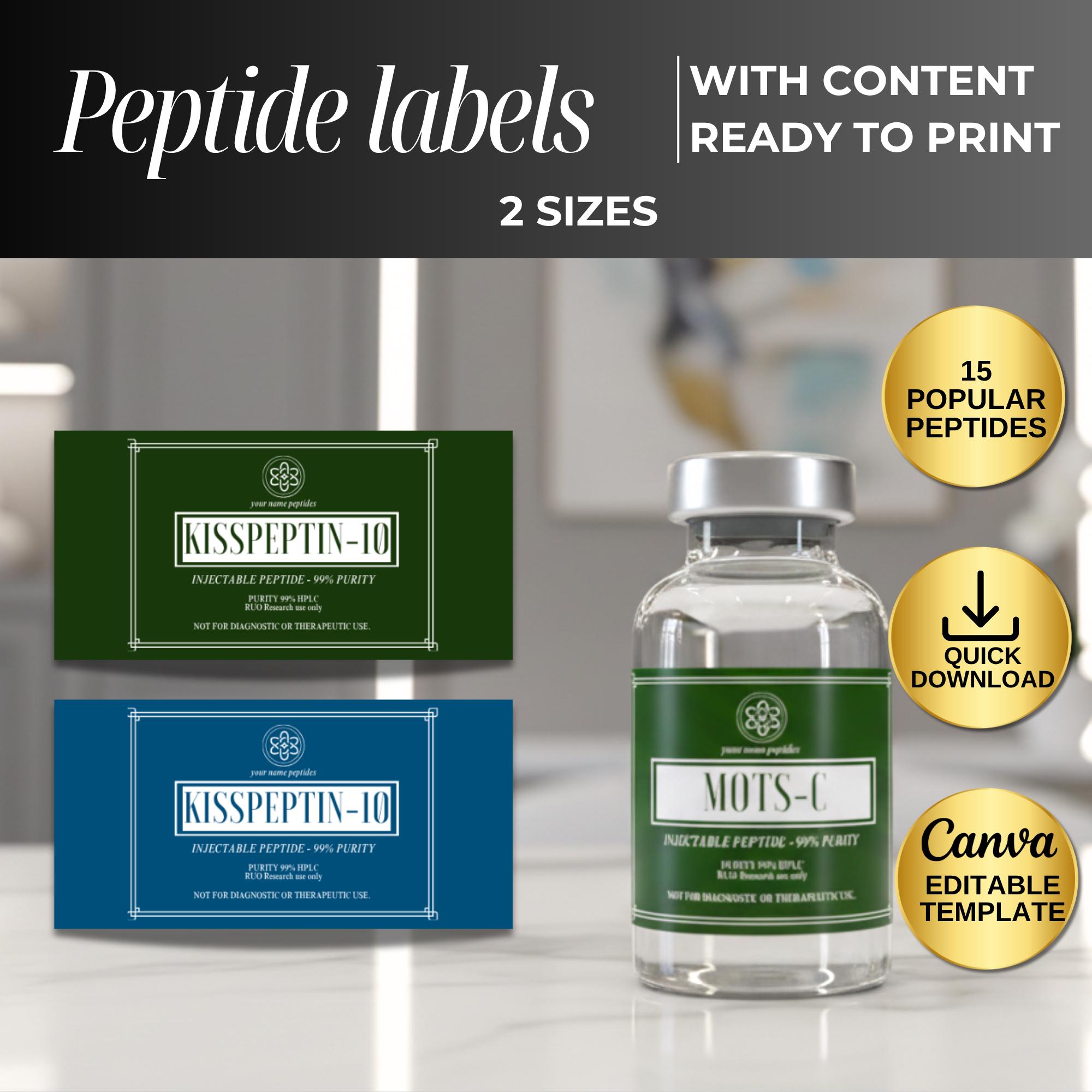 Peptide Label Template, Printable Label, Peptide Therapy Canva Template ...