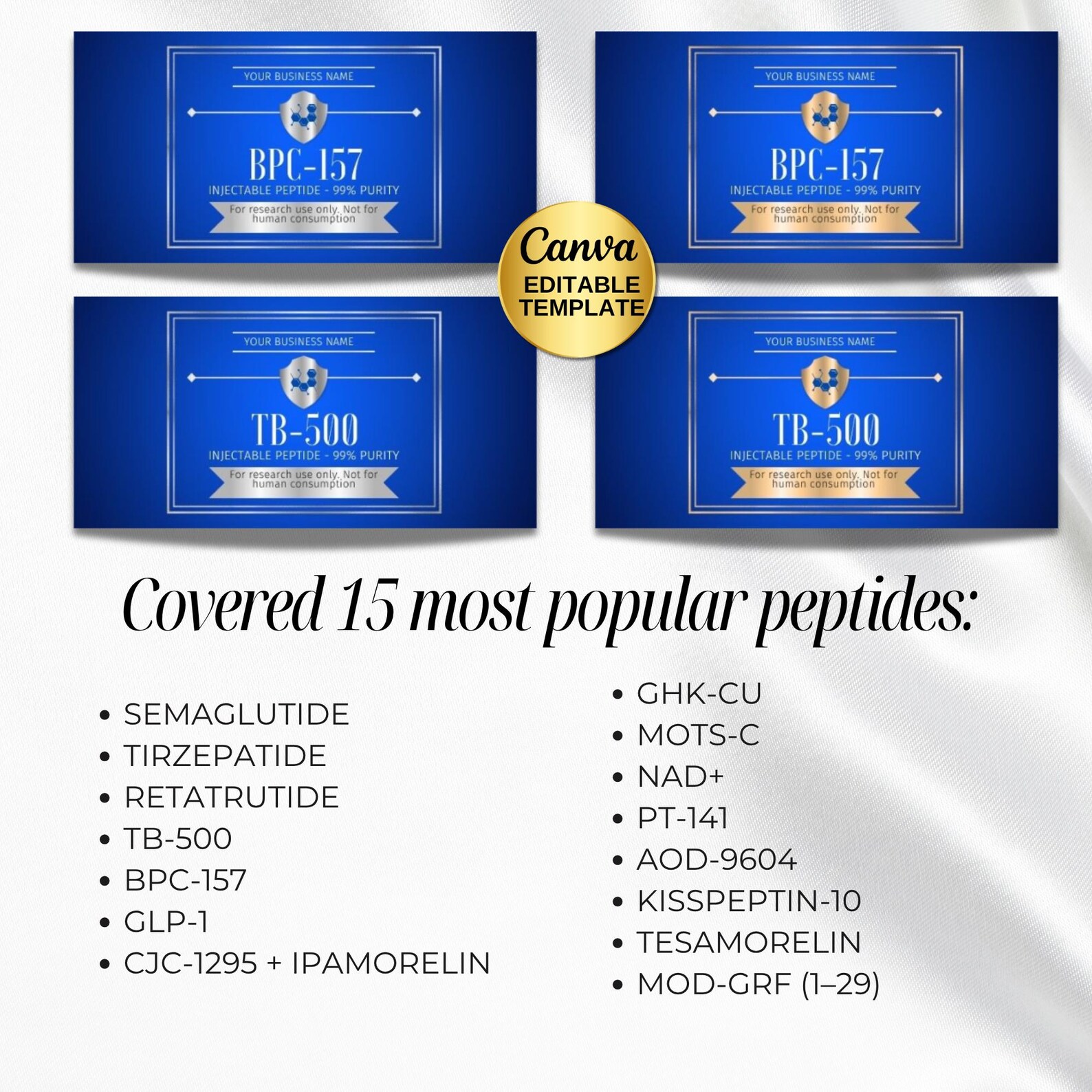 Peptide Label Template, Printable Label, Peptide Therapy Canva Template ...